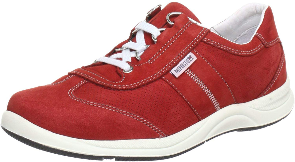 Rote Nubuk-Sneaker von Mephisto Laser Perf für Damen